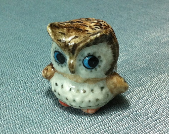 Miniature Ceramic Owl Bird Night Animal Cute Funny Little Tiny Small ...