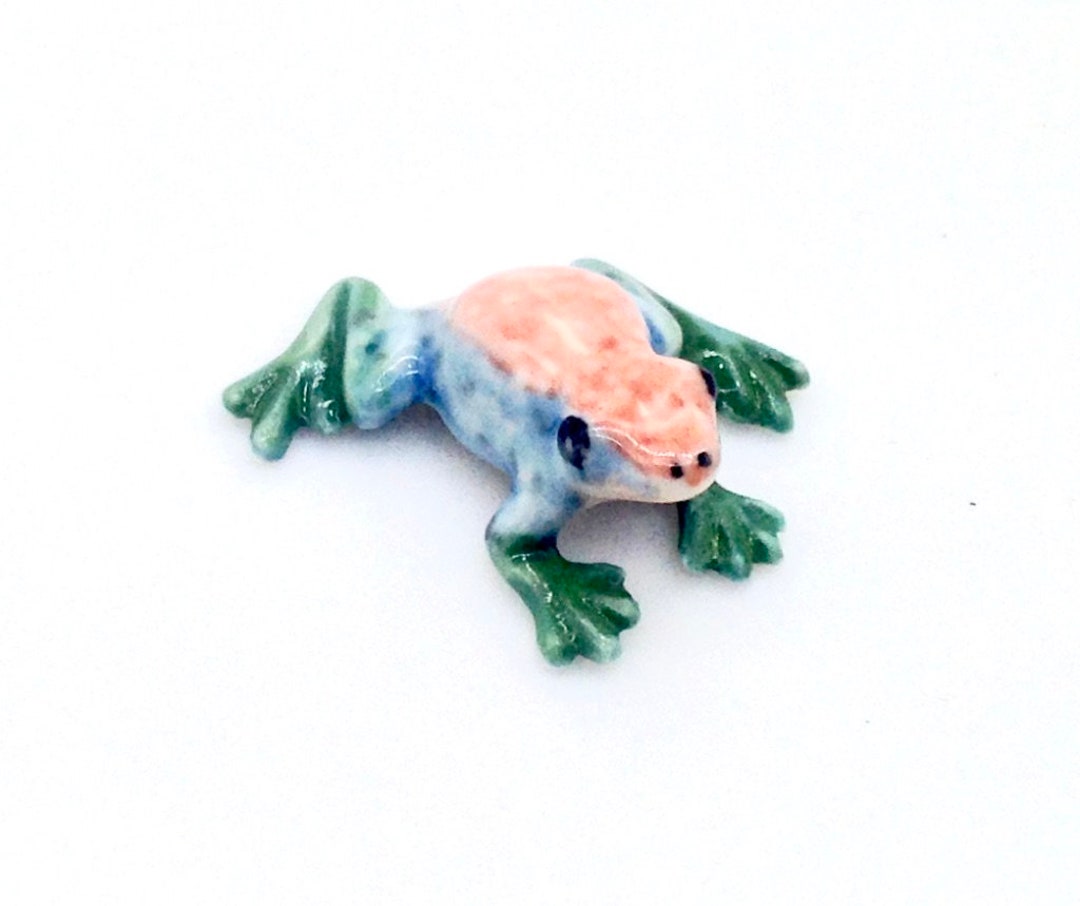 Miniature Ceramic Frog Toad Mini Baby Reptile Animal Little Red Blue ...