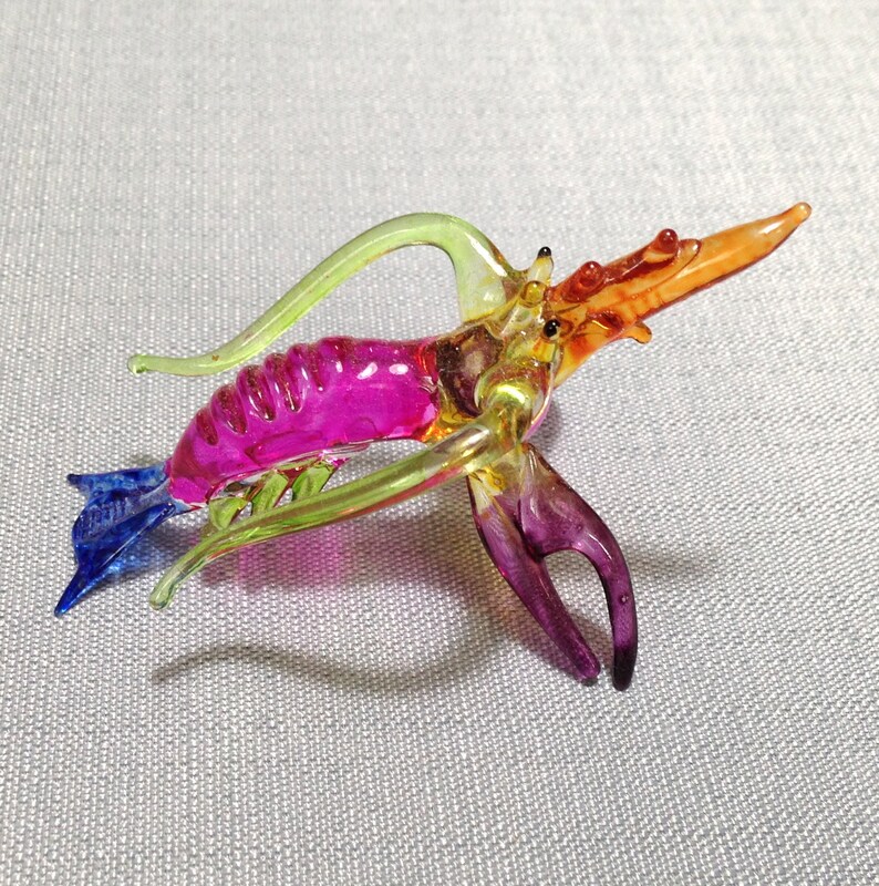 Hand Blown Glass Miniature Crawfish Shrimp Sea Animal Cute - Etsy