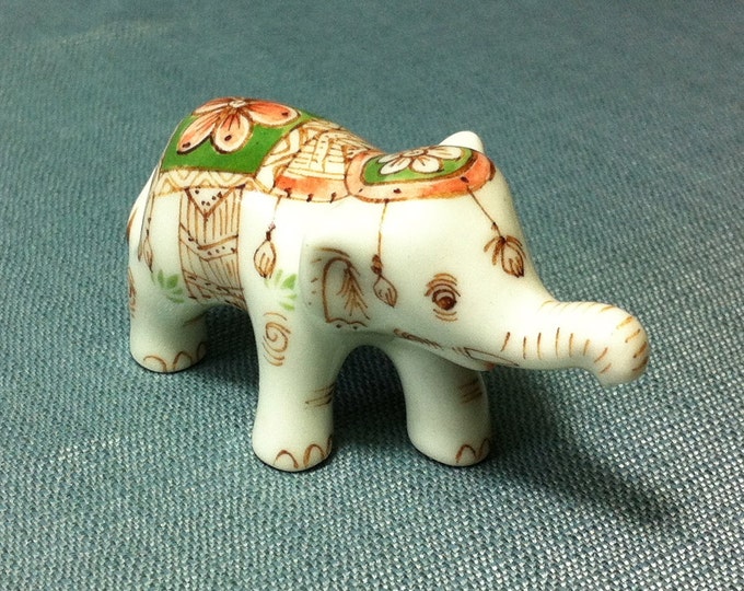 Miniature Ceramic White Royal Elephant Animal Funny Cute Little Tiny ...