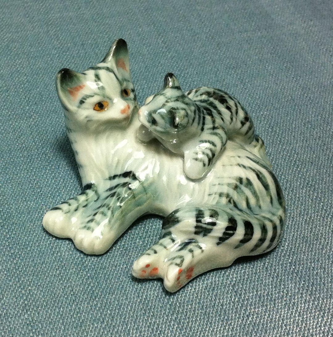 Miniature Ceramic Cats Cat Family Kitty Animal Little Small - Etsy