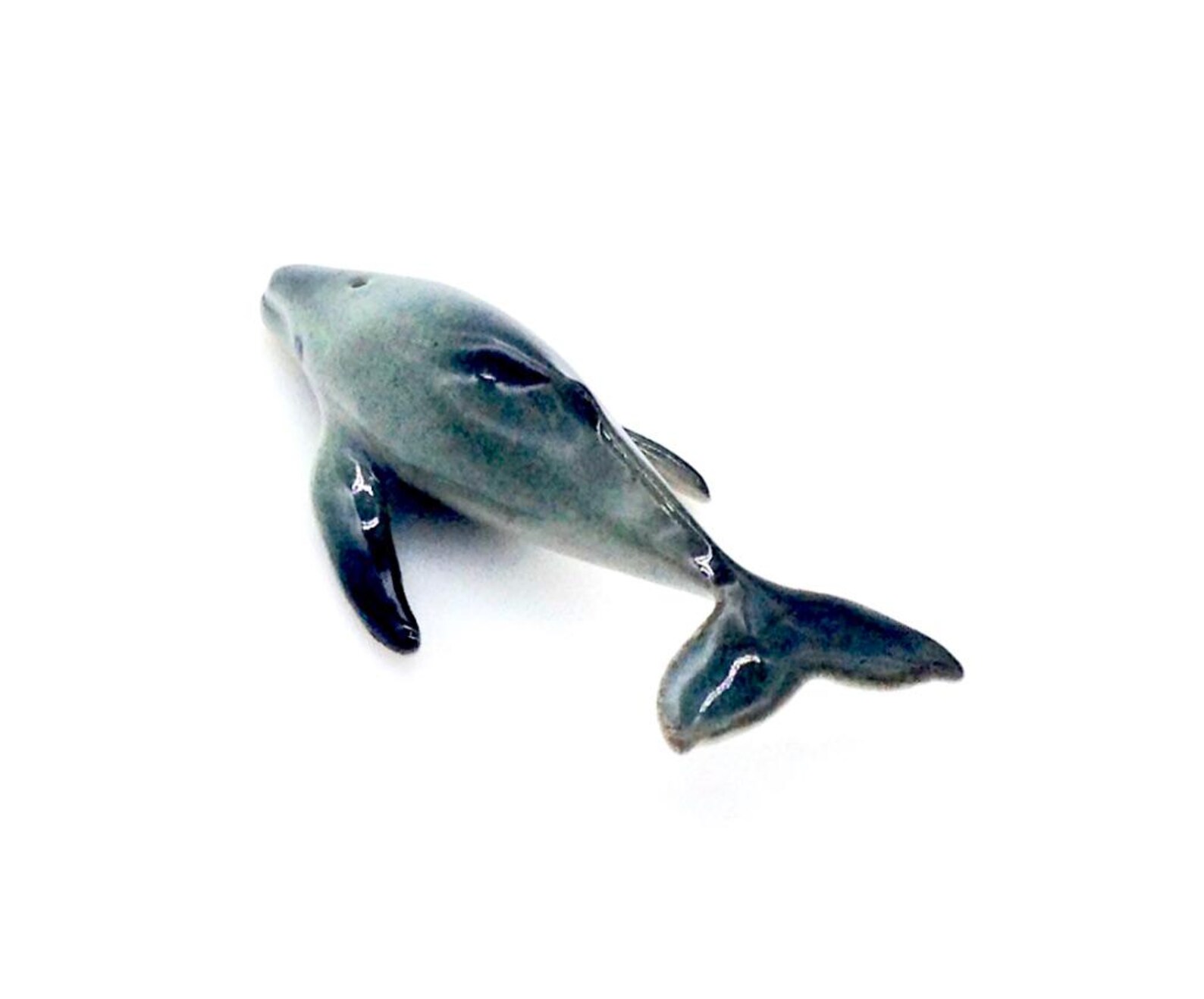 Miniature Ceramic Whale Funny Fish Sea Ocean Animal Little Grey ...