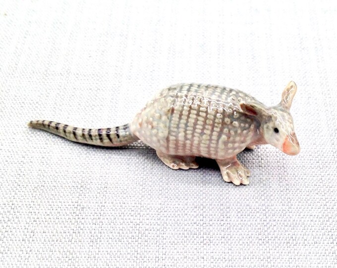 Miniature Ceramic Armadillo Funny Animal Cute Little Grey White ...