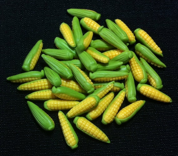 20 Miniature Ears of Corn Clay Polymer Yellow Green Corns | Etsy