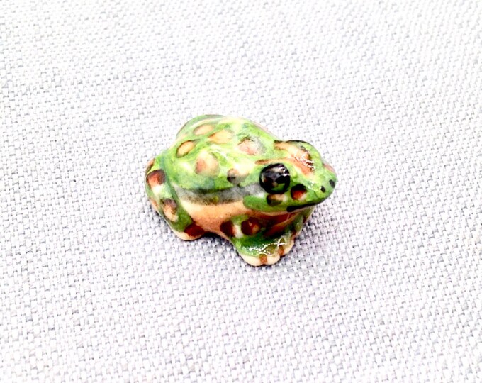 Miniature Ceramic Frog Toad Mini Baby Reptile Animal Cute Little Green ...