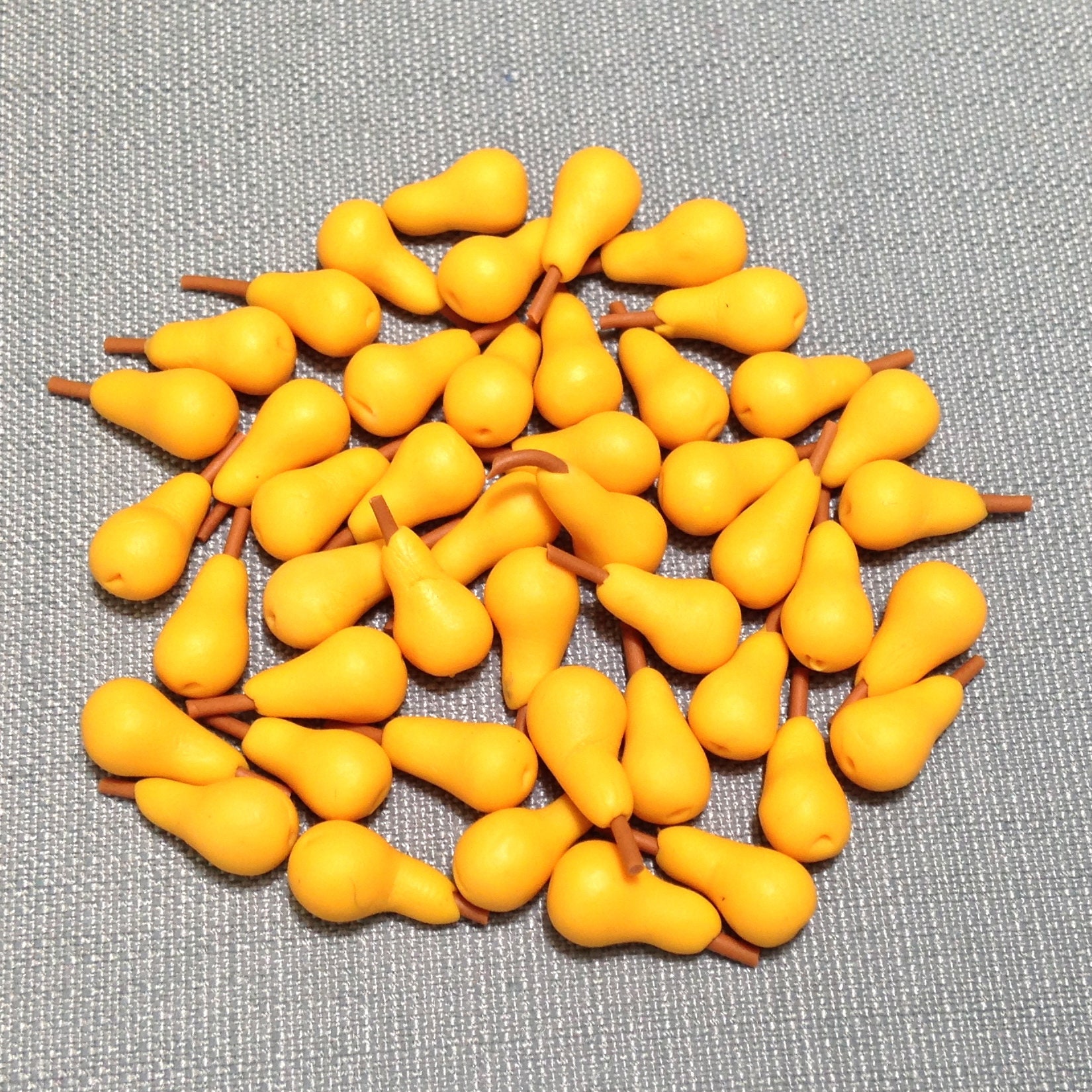 20 Miniature Dollhouse Orange Pears Fruit Clay Polymer Fruits Supply ...