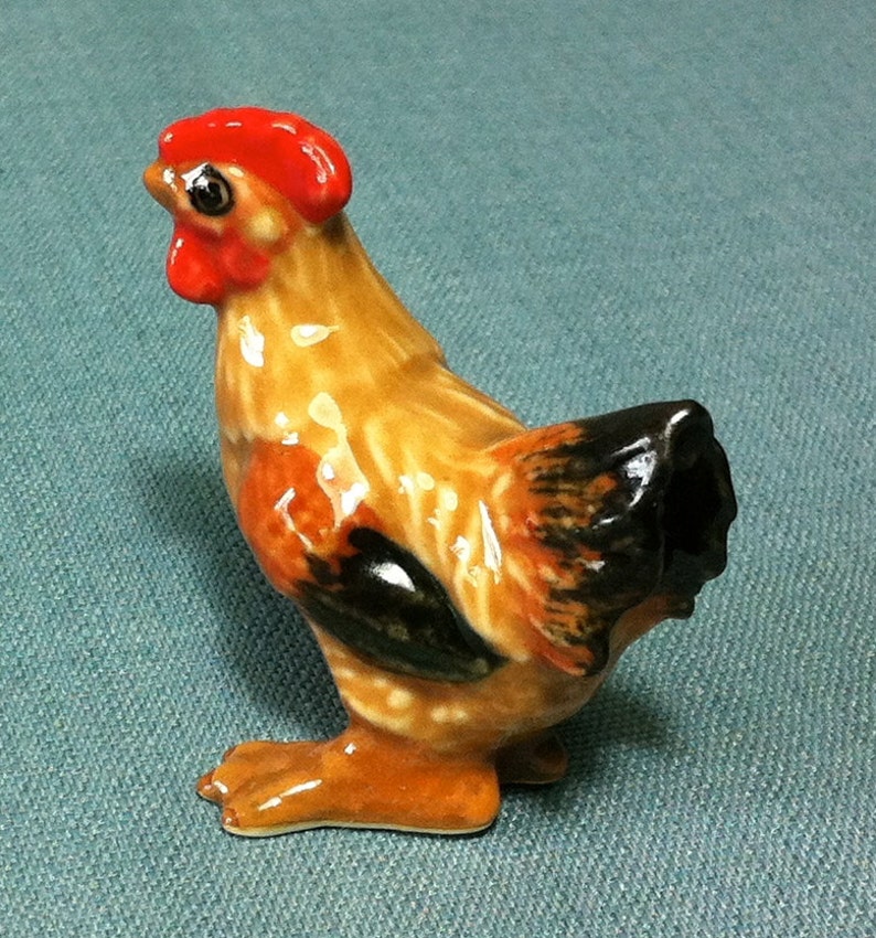 Miniature Ceramic Rooster Hen Chicken Animal Cute Little Tiny - Etsy