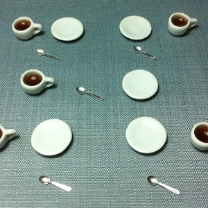 5 Miniature Dollhouse Coffee Cups Set Ceramic Cup Resin Drinks Glass ...