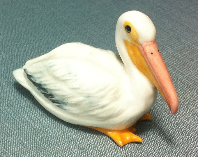 Miniature Ceramic Pelican Bird Animal Cute Little Tiny Small Yellow ...