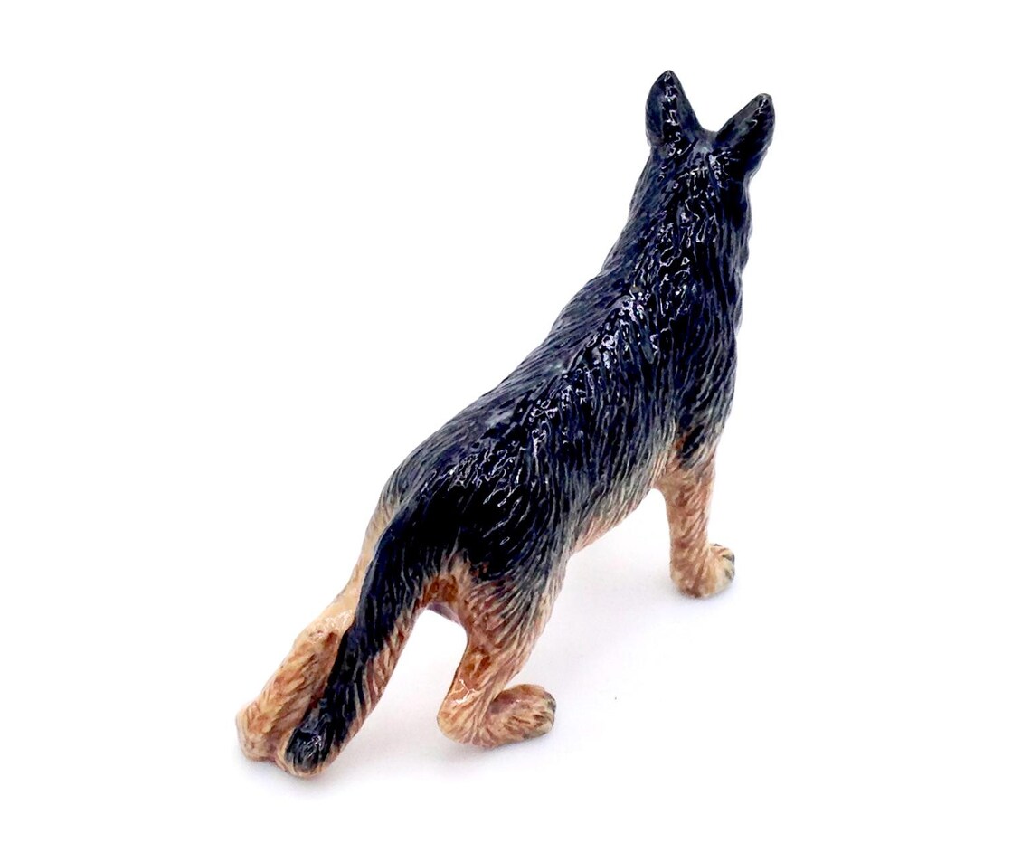 Miniature Ceramic German Shepherd Dog Animal Little Brown Black ...