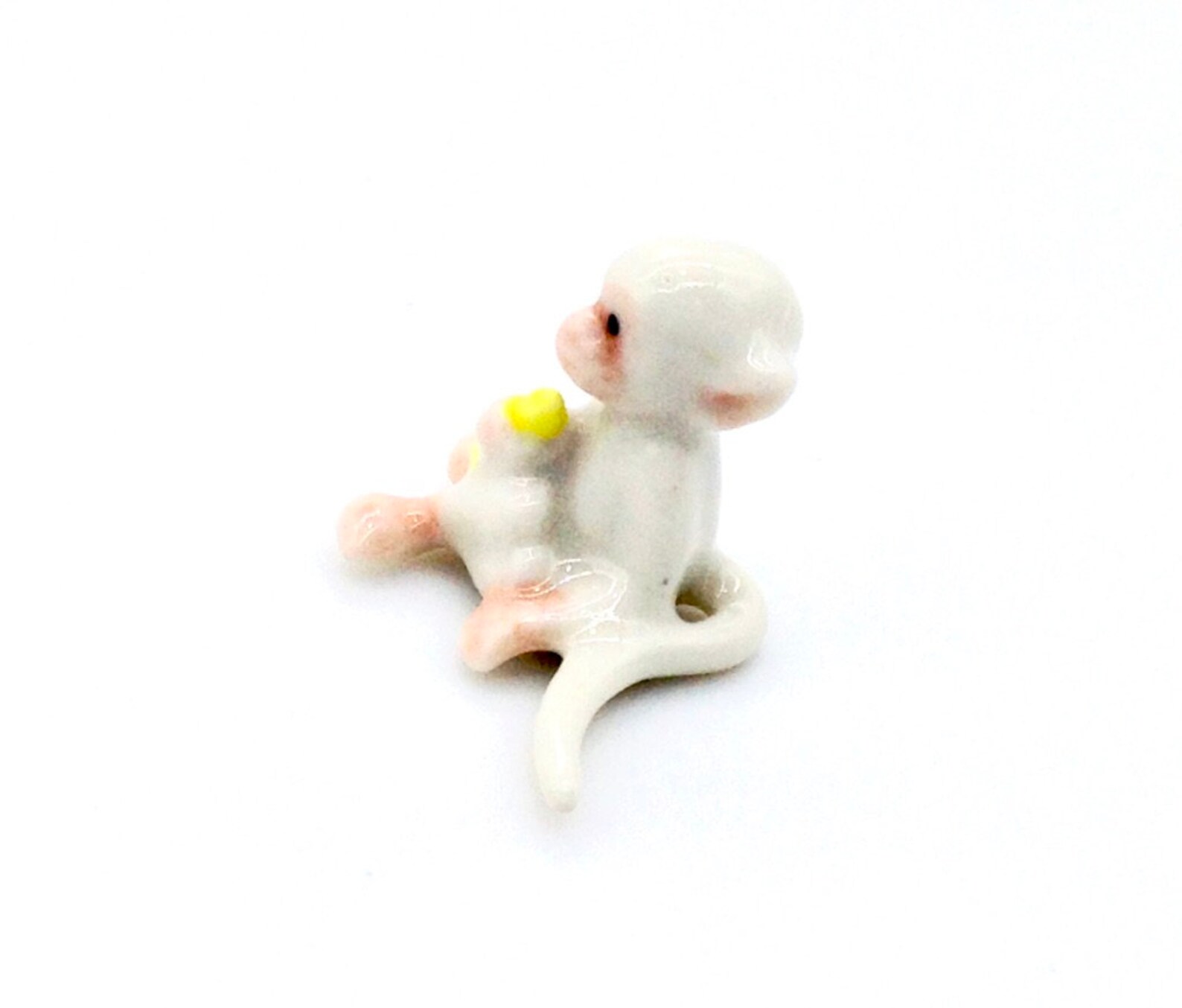 Miniature Ceramic Monkey Baboon Mini Animal Cute Little White Figurine ...