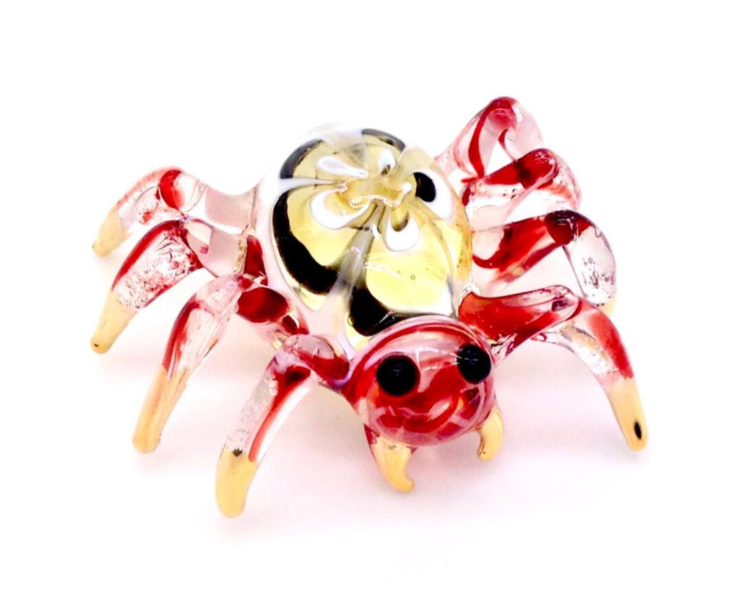 Hand Blown Glass Miniature Tarantula Animal Cute Red Yellow Spider ...