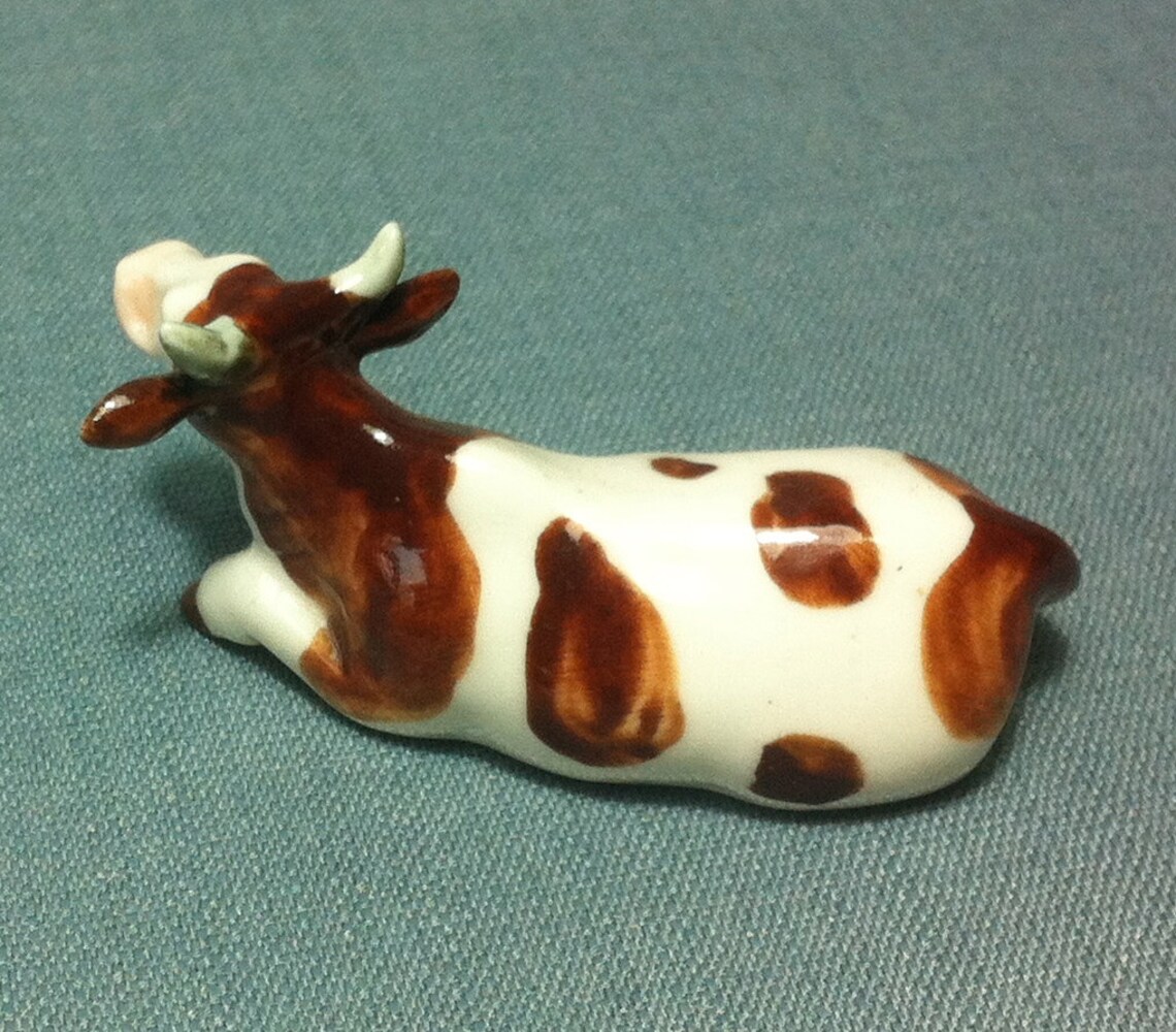 Miniature Ceramic Farm Cow Bull Animal Cute Little Tiny Small | Etsy