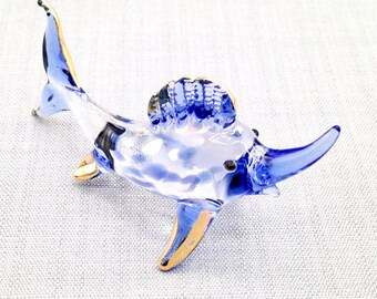 Art & Collectibles 22K Trimmed Glass Baron Fisherman and Fish Figurines ...