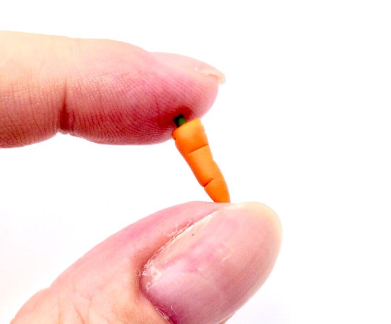 20 Miniature Dollhouse Carrots Clay Polymer Orange Green Small ...