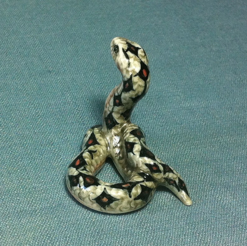 Miniature Ceramic Snake Reptile Cobra Mini Animal Cute Little | Etsy