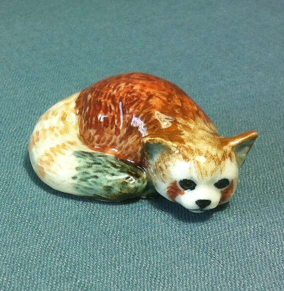 Miniature Ceramic Red Lesser Panda Cat Bear Animal Cute Little - Etsy