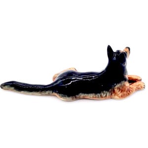 Miniature Ceramic German Shepherd Dog Animal Little Brown Black ...