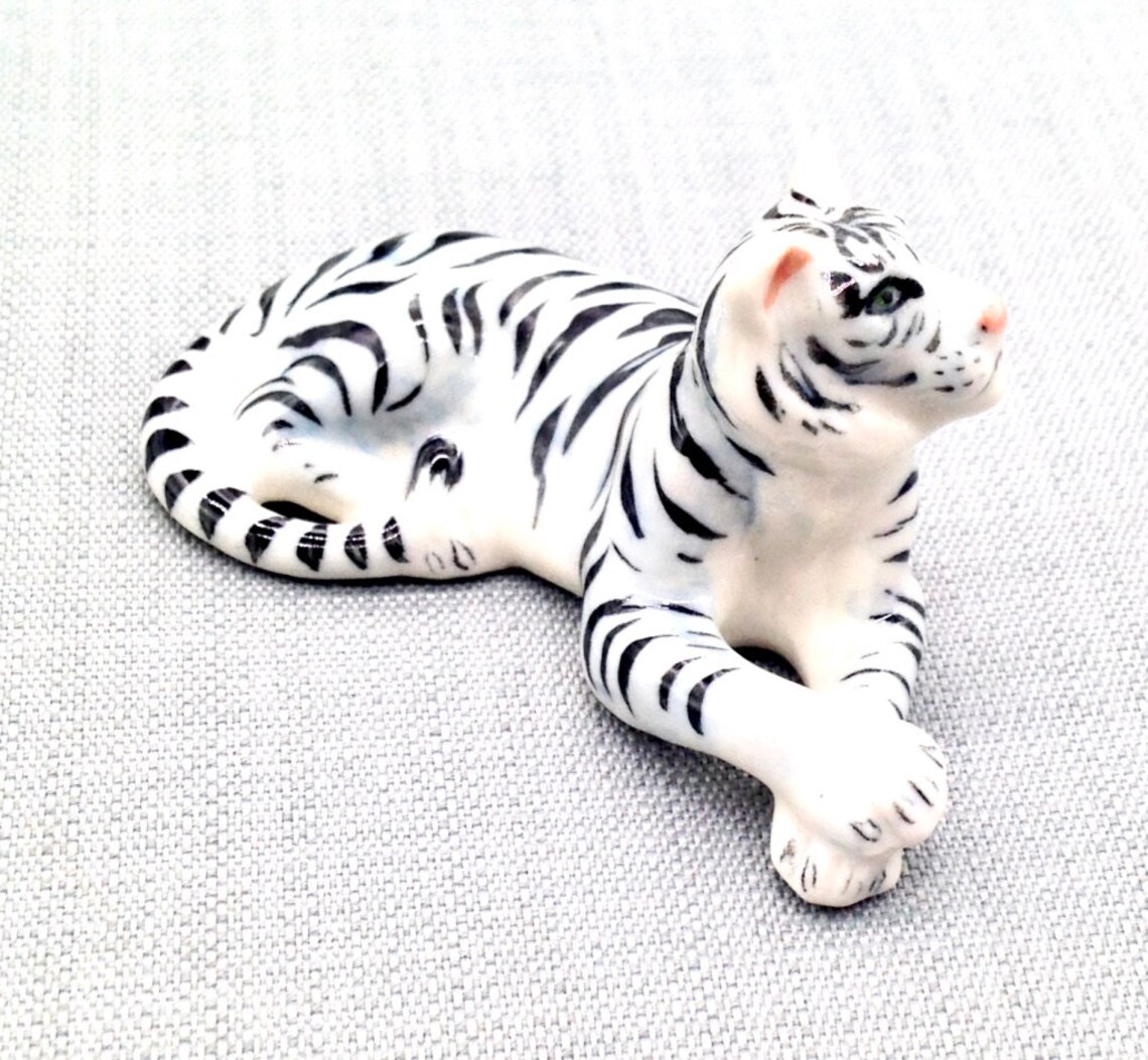 Miniature Ceramic Tiger Feline Wild Animal Cute Little Tiny - Etsy