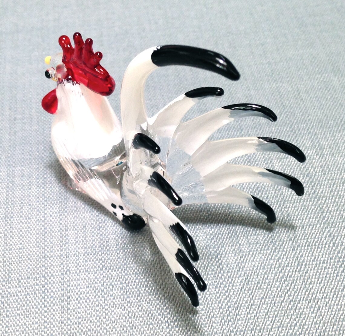 Hand Blown Glass Miniature Rooster Hen Chicken Animal White | Etsy