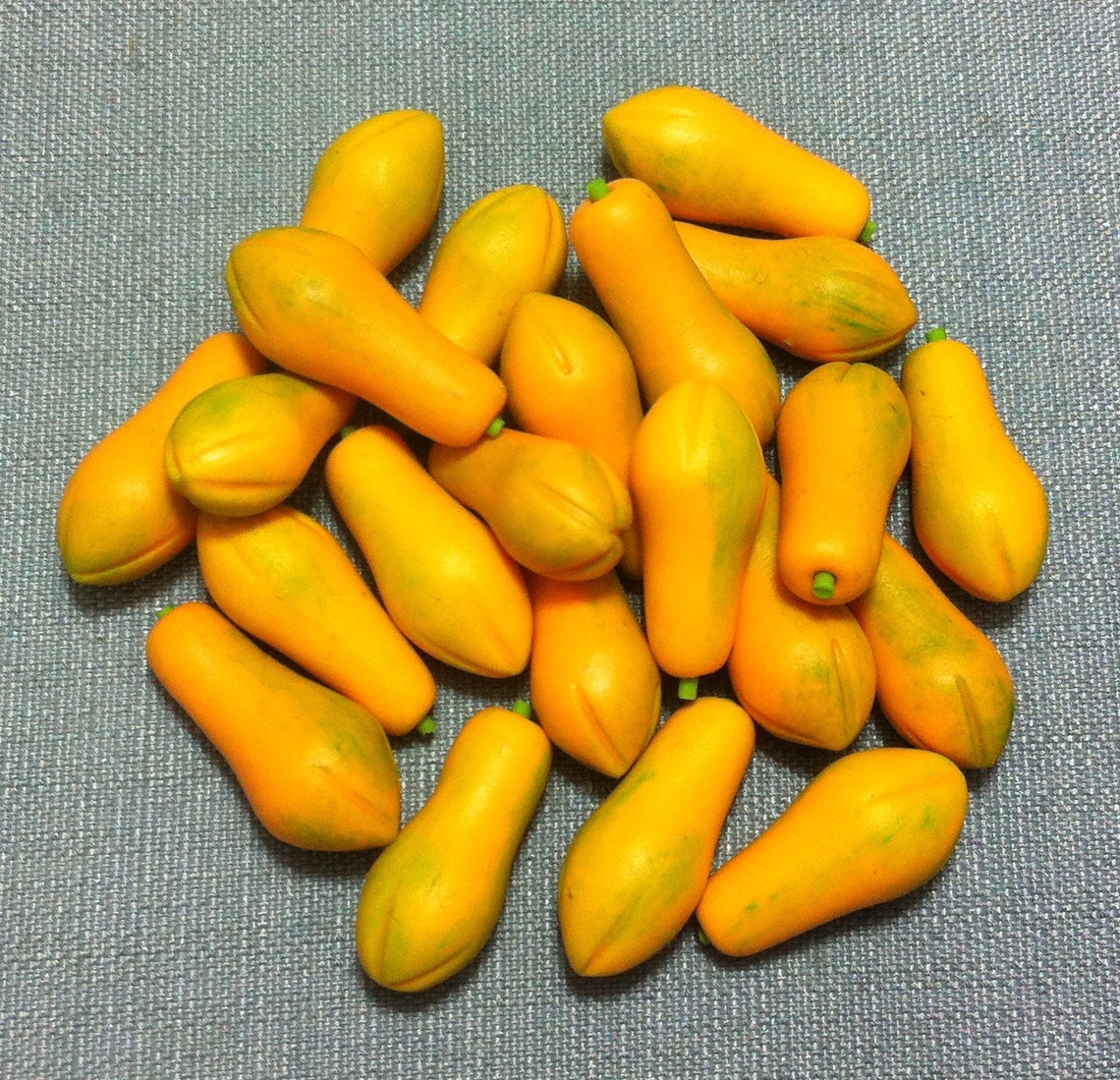 10 Miniature Dollhouse Papaya Papayas Clay Polymer Fimo Orange Green ...