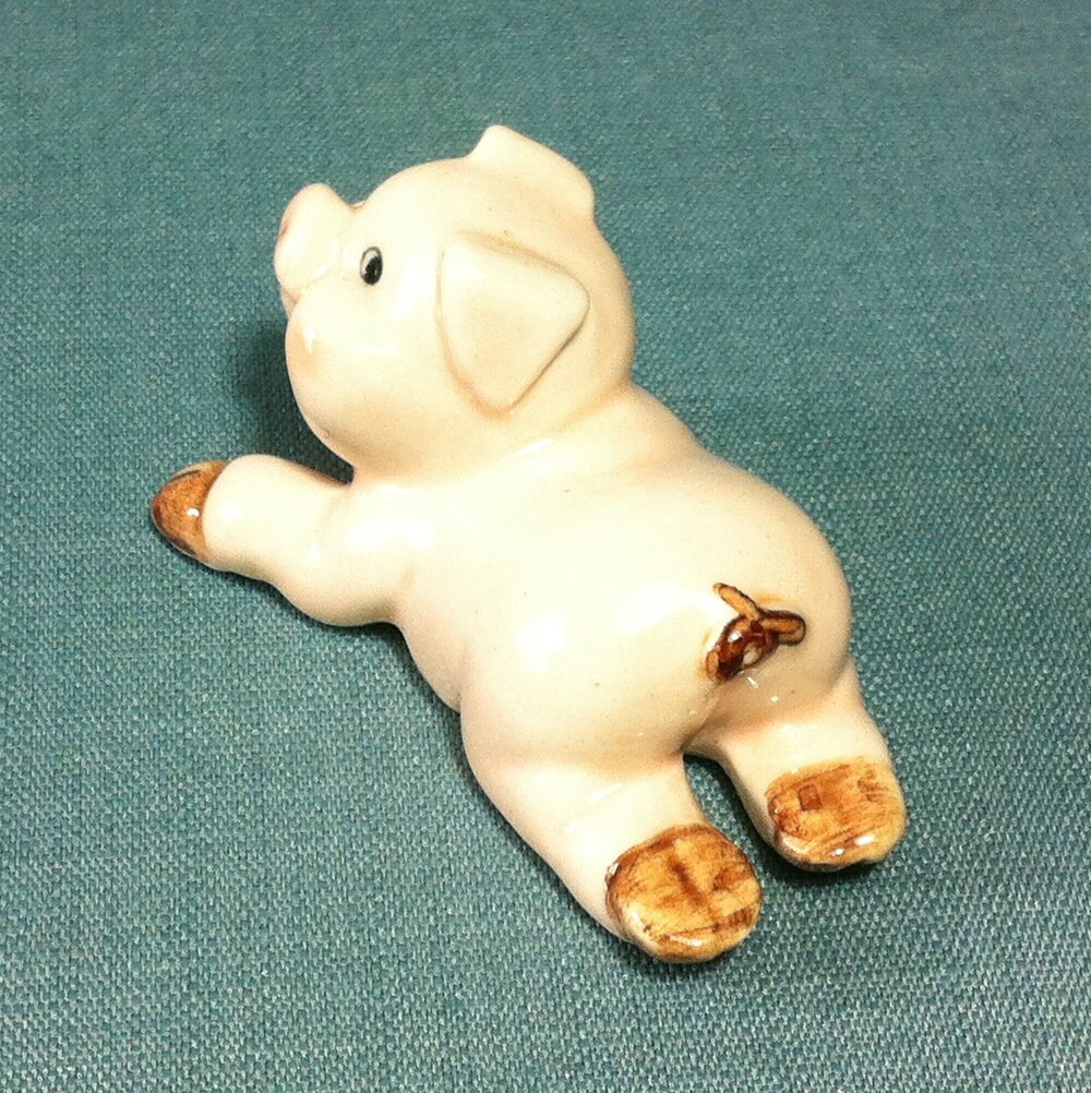 Miniature Ceramic Pig Pork Piglet Laying Animal Cute Little - Etsy