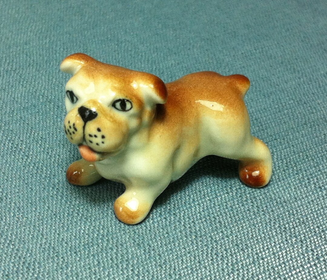 Miniature Ceramic Dog Bulldog Standing Animal Cute Little Tiny - Etsy