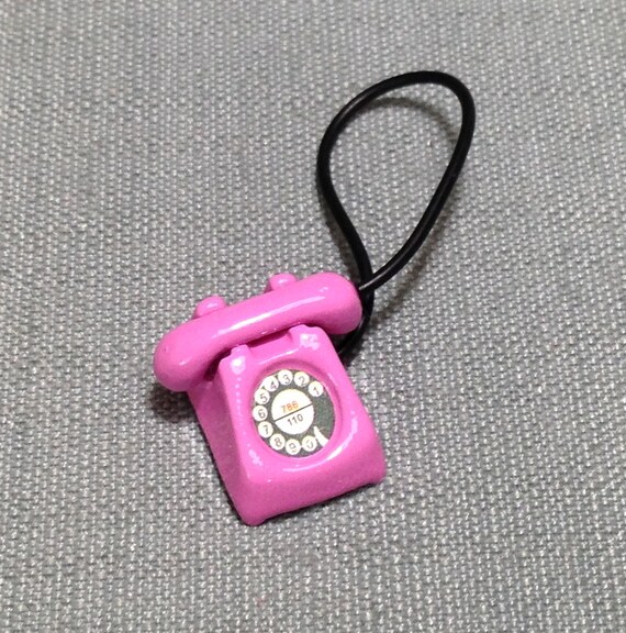 Miniature Dollhouse Pink Telephone Modern Phone Accessory - Etsy