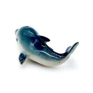 Miniature Ceramic Dolphin Funny Fish Sea Animal Little Grey White ...