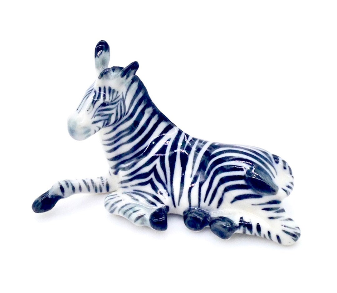 Miniature Ceramic Zebra Laying Horse Animal Cute Little Tiny Small ...