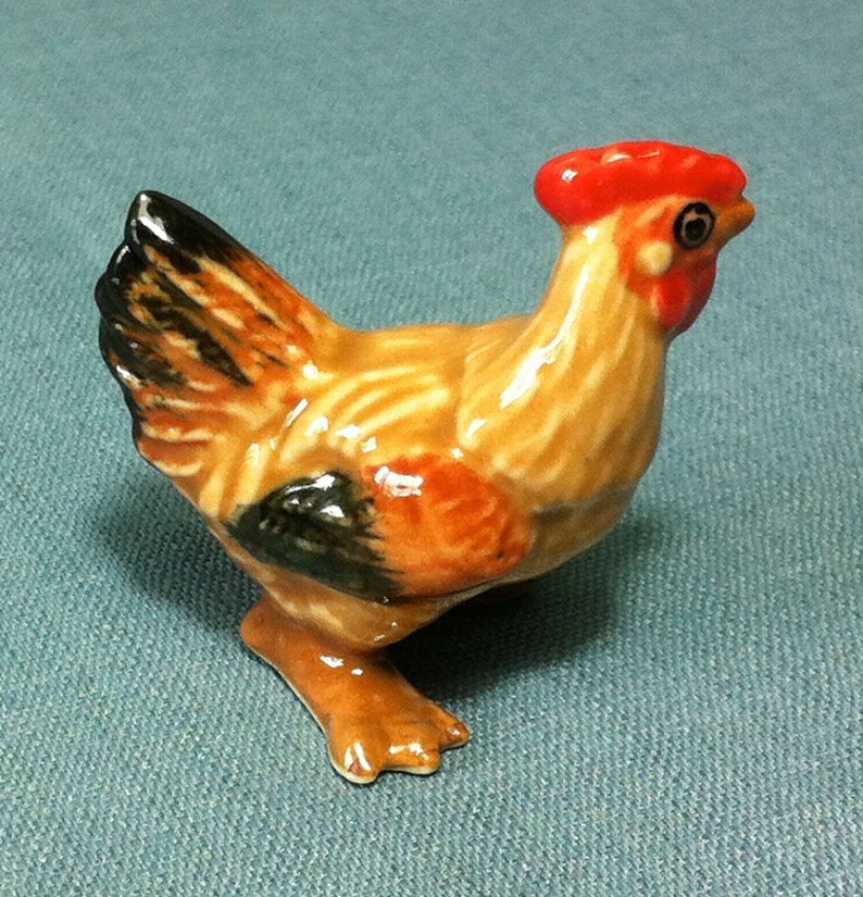 Miniature Ceramic Rooster Hen Chicken Animal Cute Little Tiny - Etsy