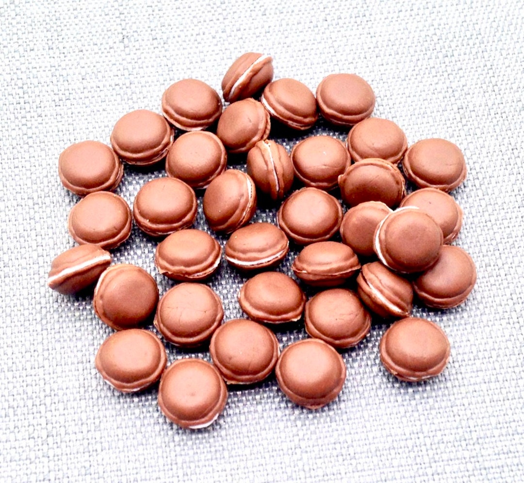 20 Miniature Dollhouse Brown Macaroons Clay Polymer Cookies Cakes ...
