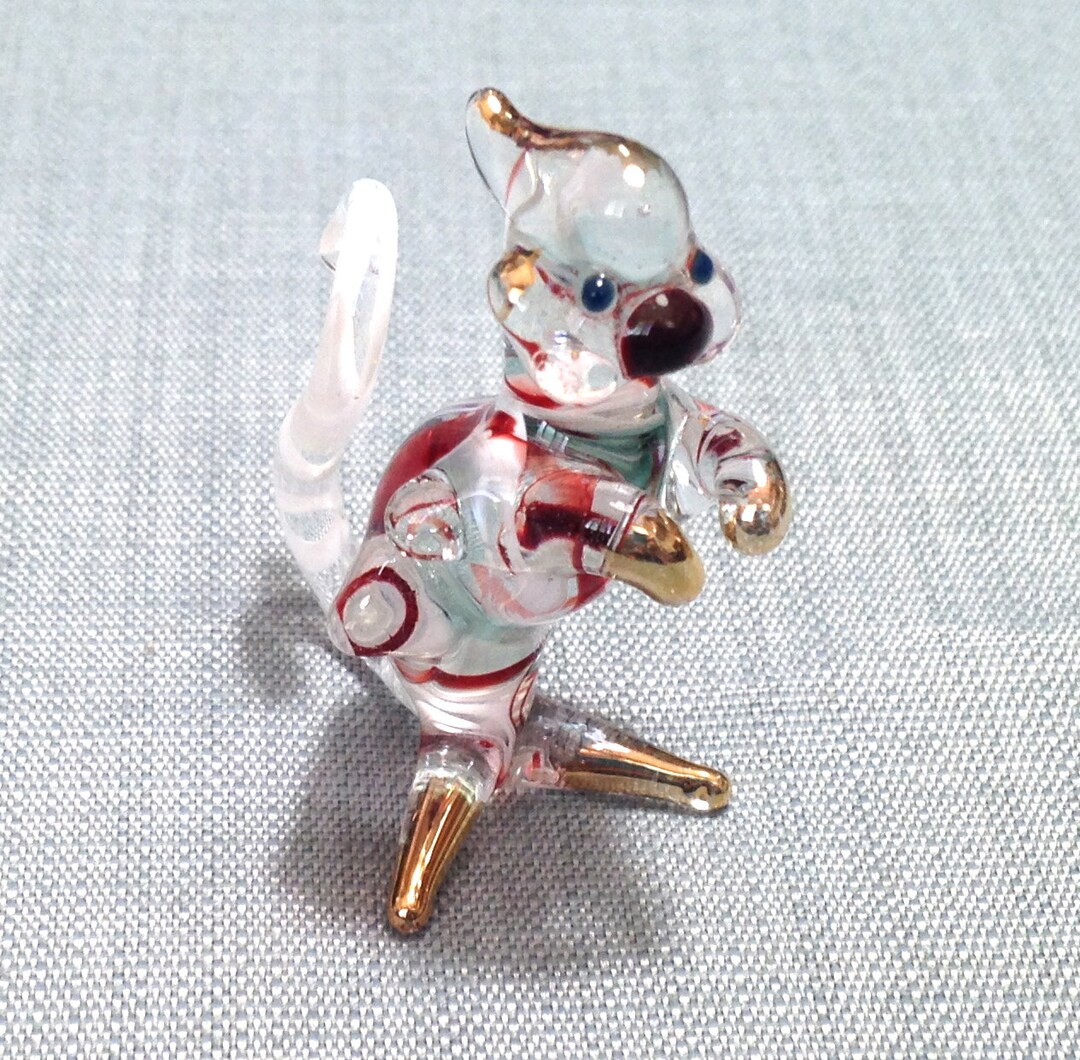 Monkey Glass Miniature Baboon Animal Cute Transparent Red White ...