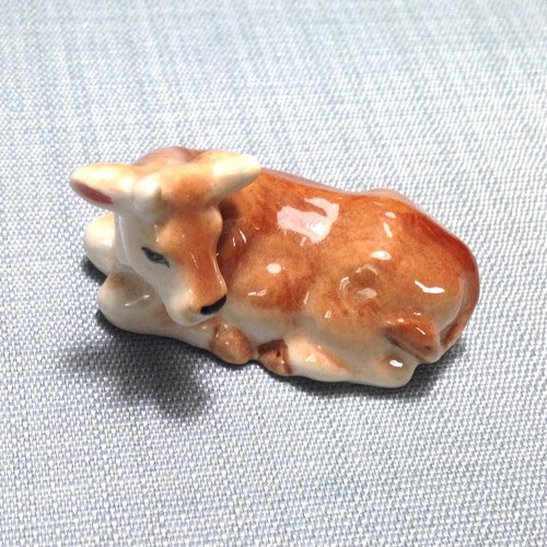 Miniature Ceramic Calf Baby Cow Animal Cute Little Tiny Small - Etsy