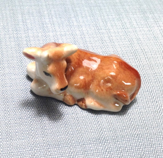 Miniature Ceramic Farm Cow Bull Calf Animal Cute Little Small - Etsy