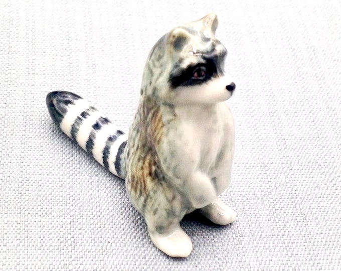 Miniature Ceramic Raccoon Standing Animal Cute Little Tiny - Etsy