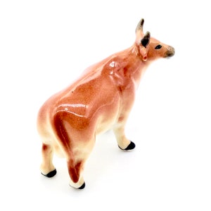 Miniature Ceramic Farm Cow Bull Animal Cute Little Brown Orange ...