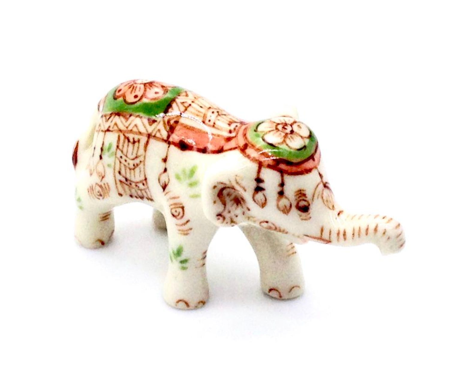 Miniature Ceramic White Royal Elephant Animal Little Figurine Small ...