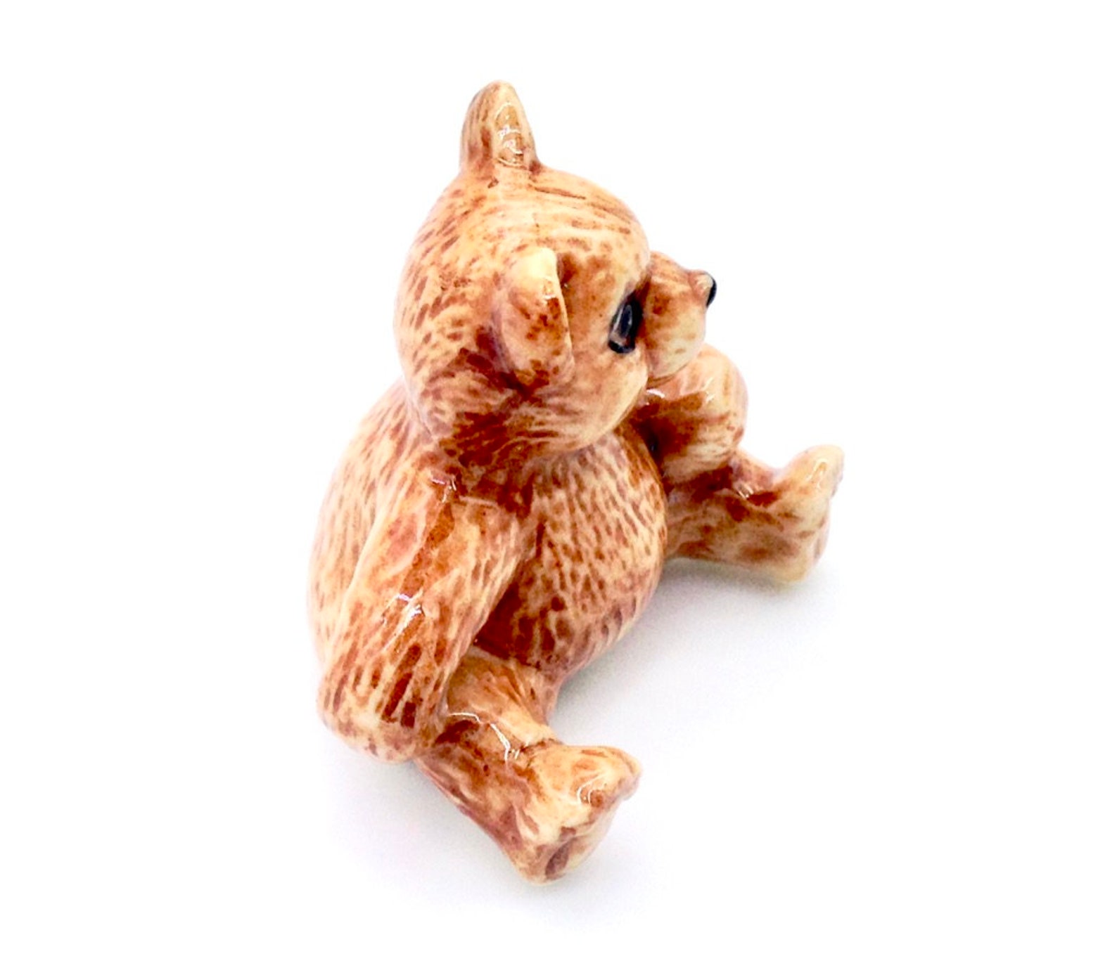 Miniature Ceramic Teddy Bear Baby Funny Animal Cute Little Brown ...
