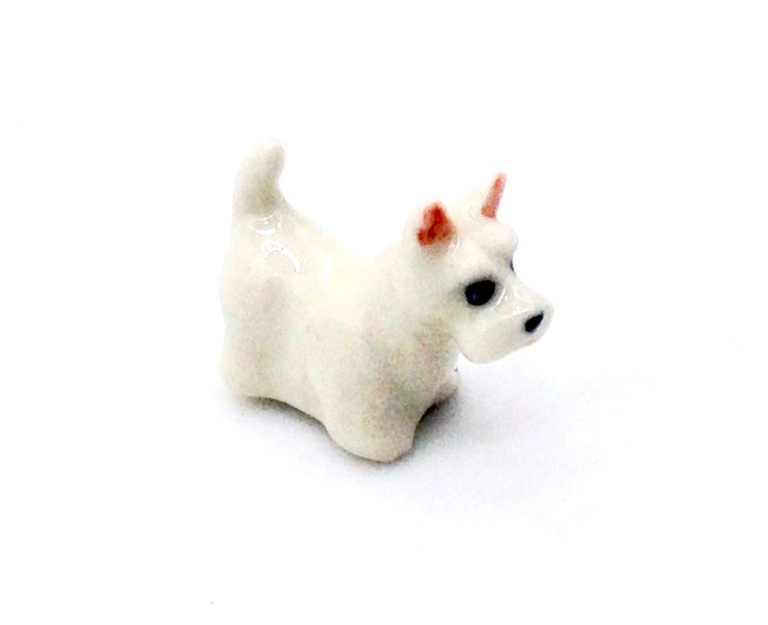 Miniature Ceramic Dog Scottish Terrier Scottie Tiny Animal Little White ...