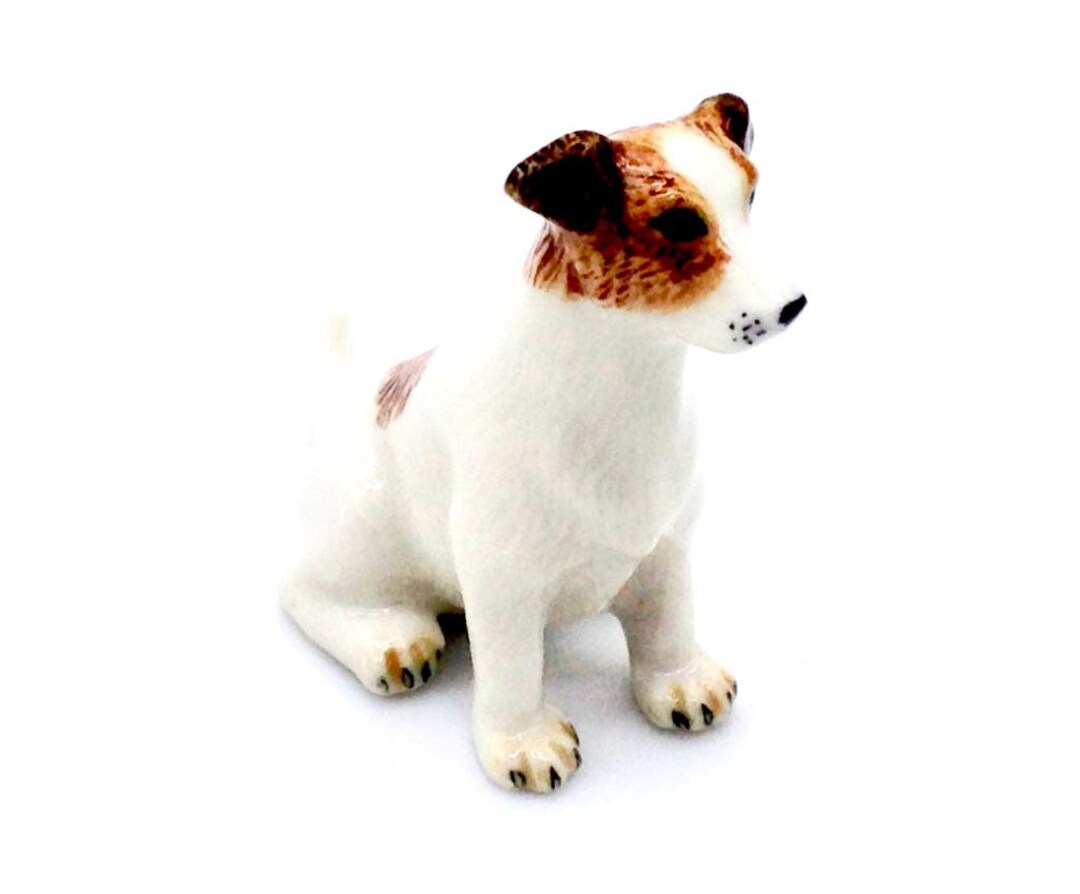 Miniature Ceramic Dog Jack Russell Terrier Sit Animal Little Brown ...