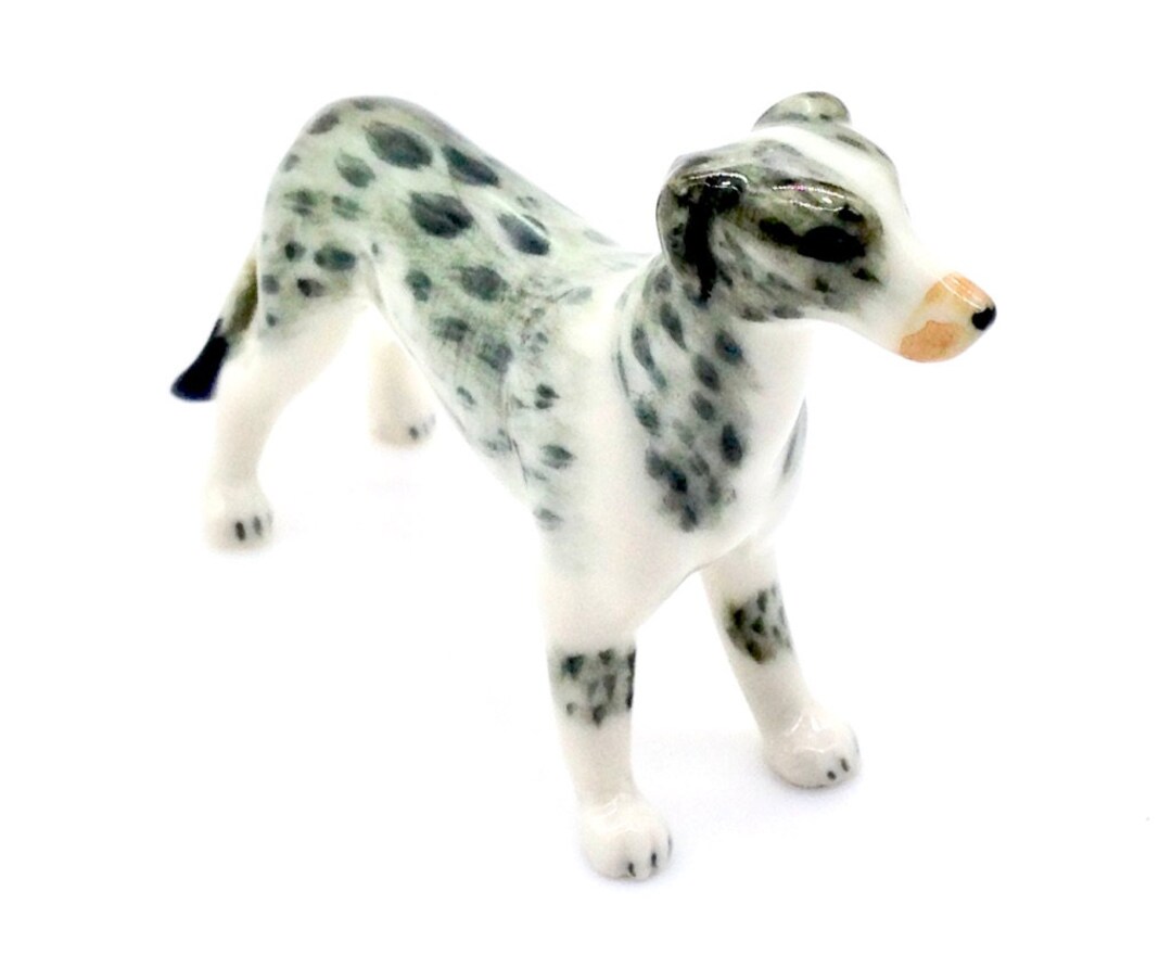 Miniature Ceramic Dog Greyhound Hunting Standing Little Animal Grey ...
