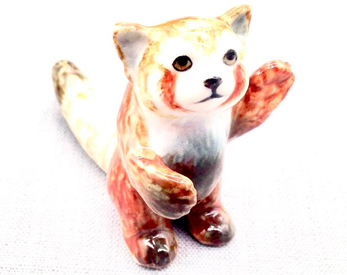 Miniature Ceramic Red Lesser Panda Cat Bear Animal Cute Little Tiny ...