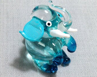 Blue Glass Elephant - Etsy