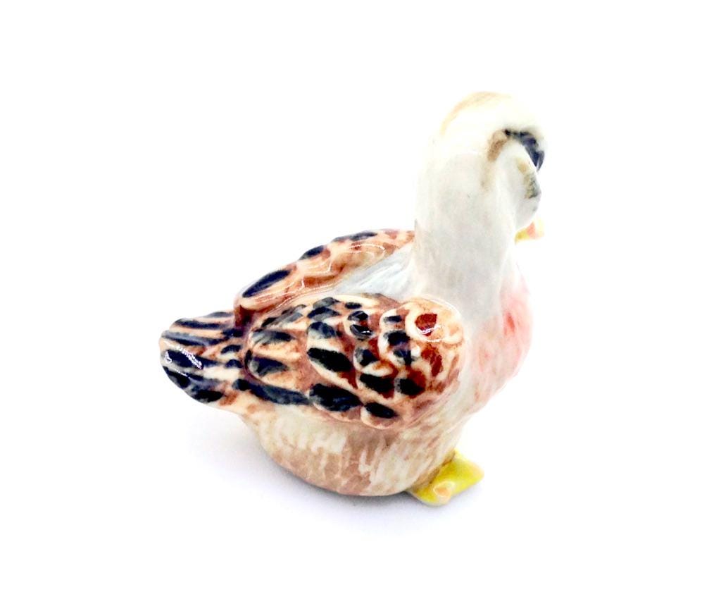 Miniature Ceramic Duck Baby Bird Little Animal Brown White Yellow ...