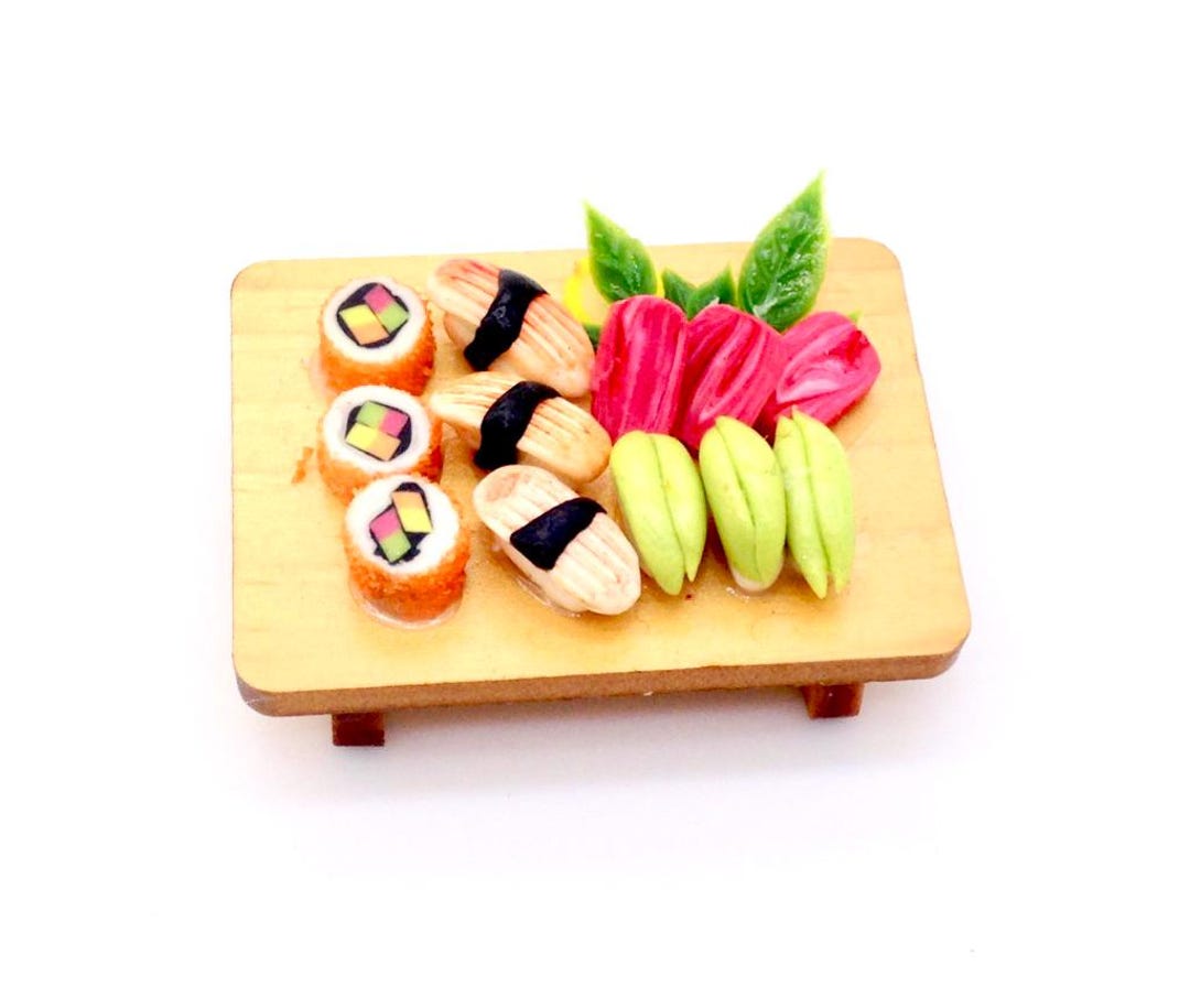 Japanese Sushi Set Miniature Dollhouse Clay Polymer Food Supply Asia ...