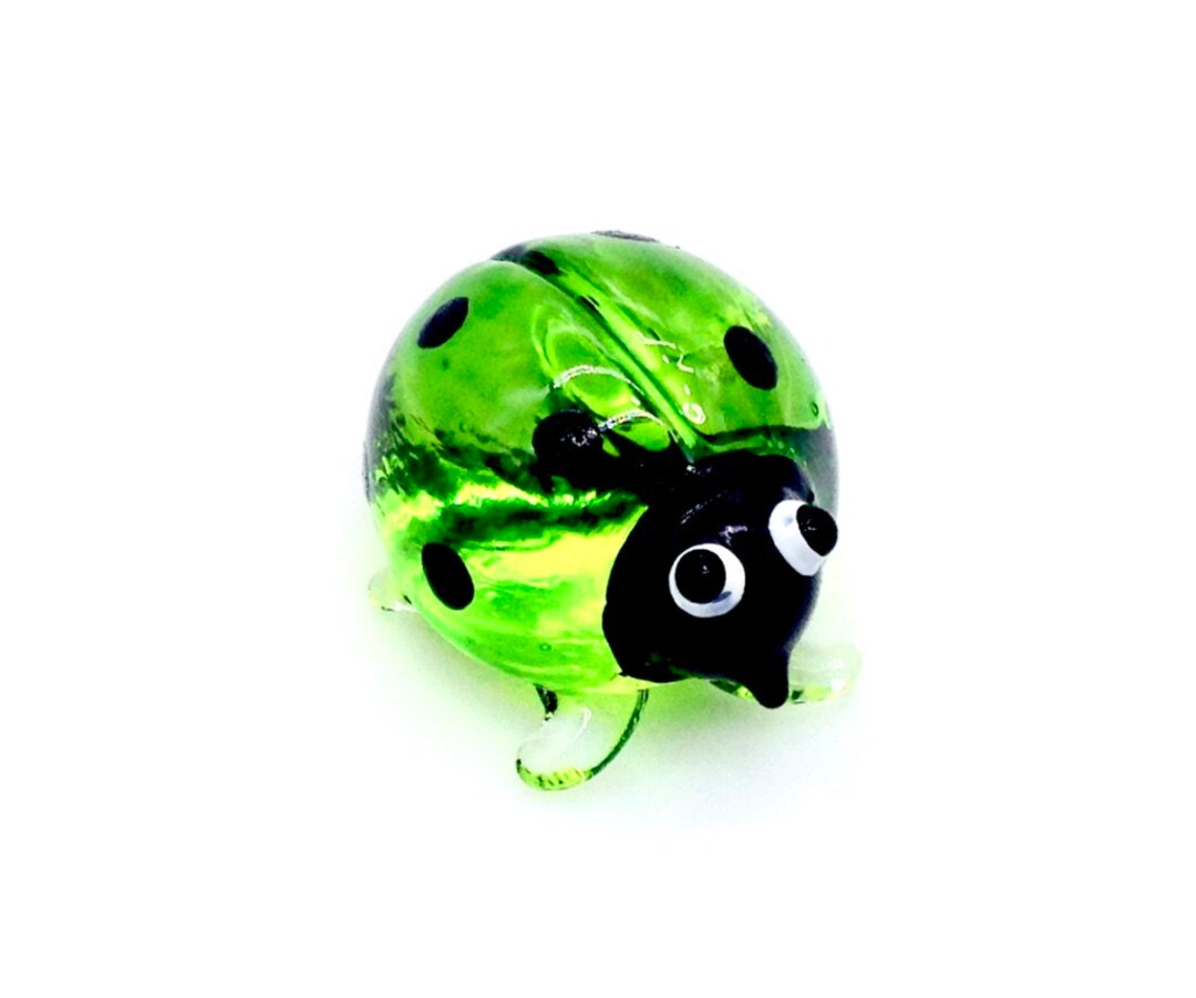 Miniature Hand Blown Glass Funny Ladybug Ladybird Insect Animal Green ...