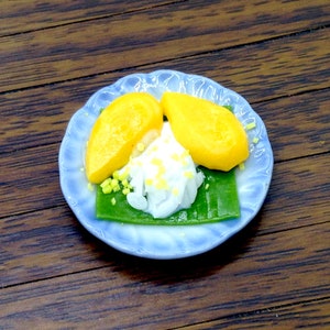 Miniature Dollhouse Mango Rice Clay Polymer Food Supply Asia Dessert ...