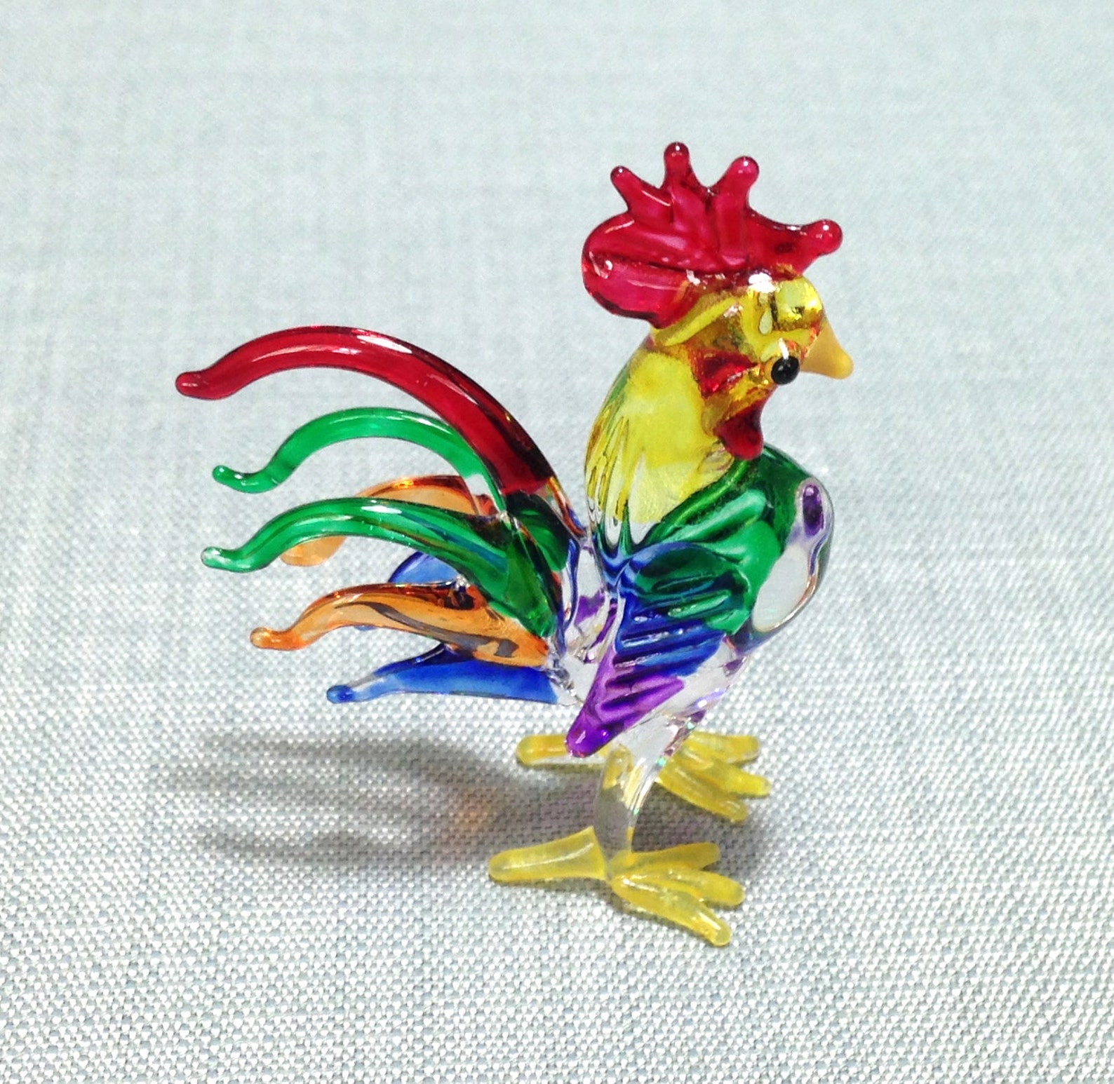 Hand Blown Glass Miniature Rooster Hen Chicken Animal Yellow - Etsy
