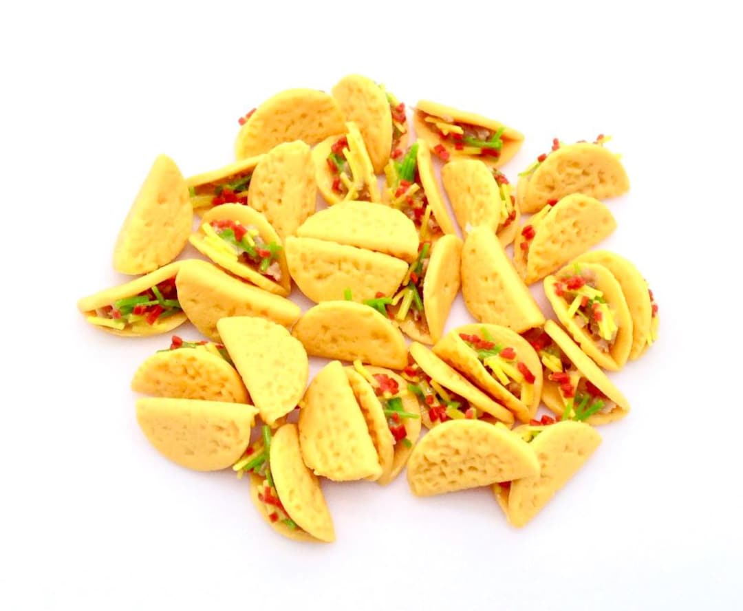 10 Miniature Dollhouse Tacos Clay Polymer Tiny Mexican Snack Small Taco ...